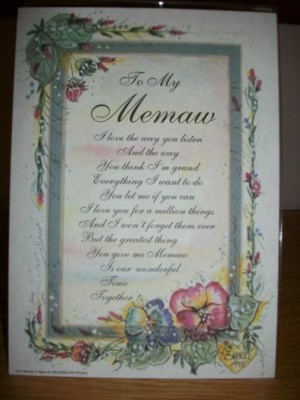 Dear Memaw quote Calligraphy Sue Skeen print 5 x 7 Christian based poem ...