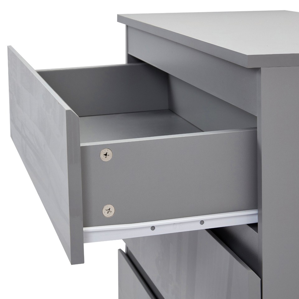 High Gloss Chest of Drawers Tall Wide Bedside Table Cabinet Bedroom ...