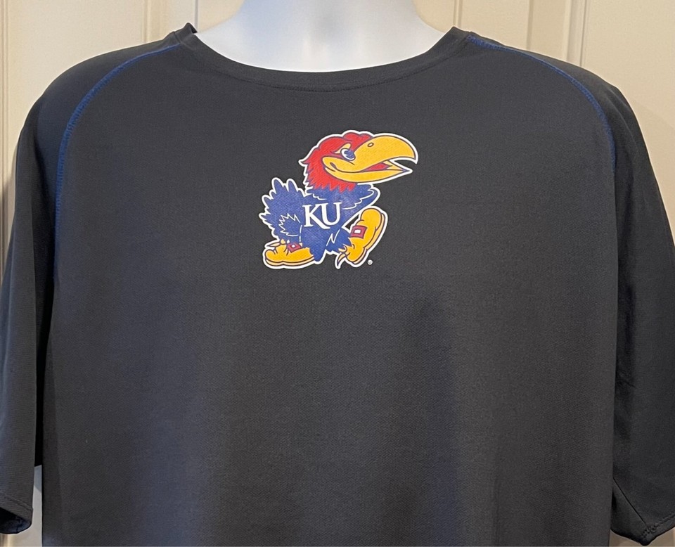 Knights Apparel Pro Edge Kansas KU Jayhawks Gray Polyester T-Shirt - XL ...