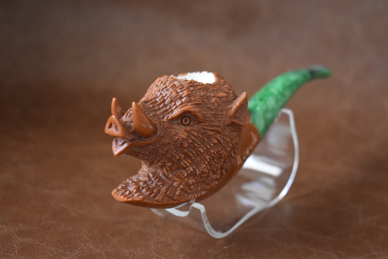 Wild Boar Figure pipe Handmade Block Meerschaum-NEW Custom Made CASE ...