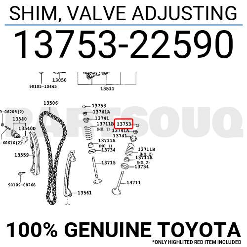 1375322590 Genuine Toyota SHIM, VALVE ADJUSTING 13753-22590 | eBay