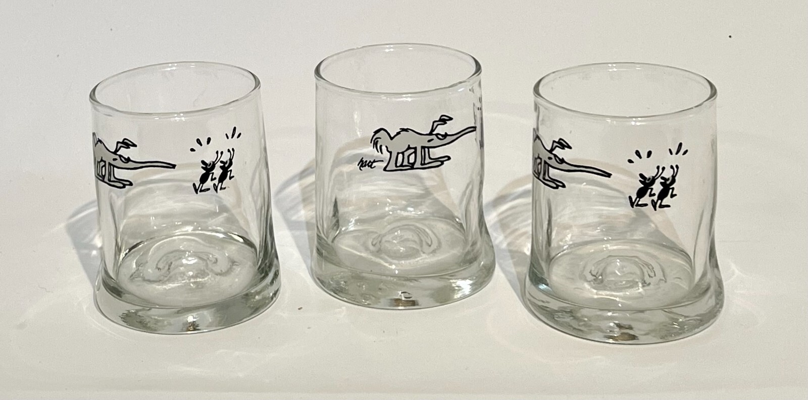 3 BC Comics Cocktail Glasses 3.5" Tall Anteater and Ants 1970's Dimpled ...