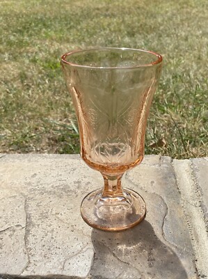 Vintage Pink Glass Water Goblet Indiana Glass Madrid Recollection ...