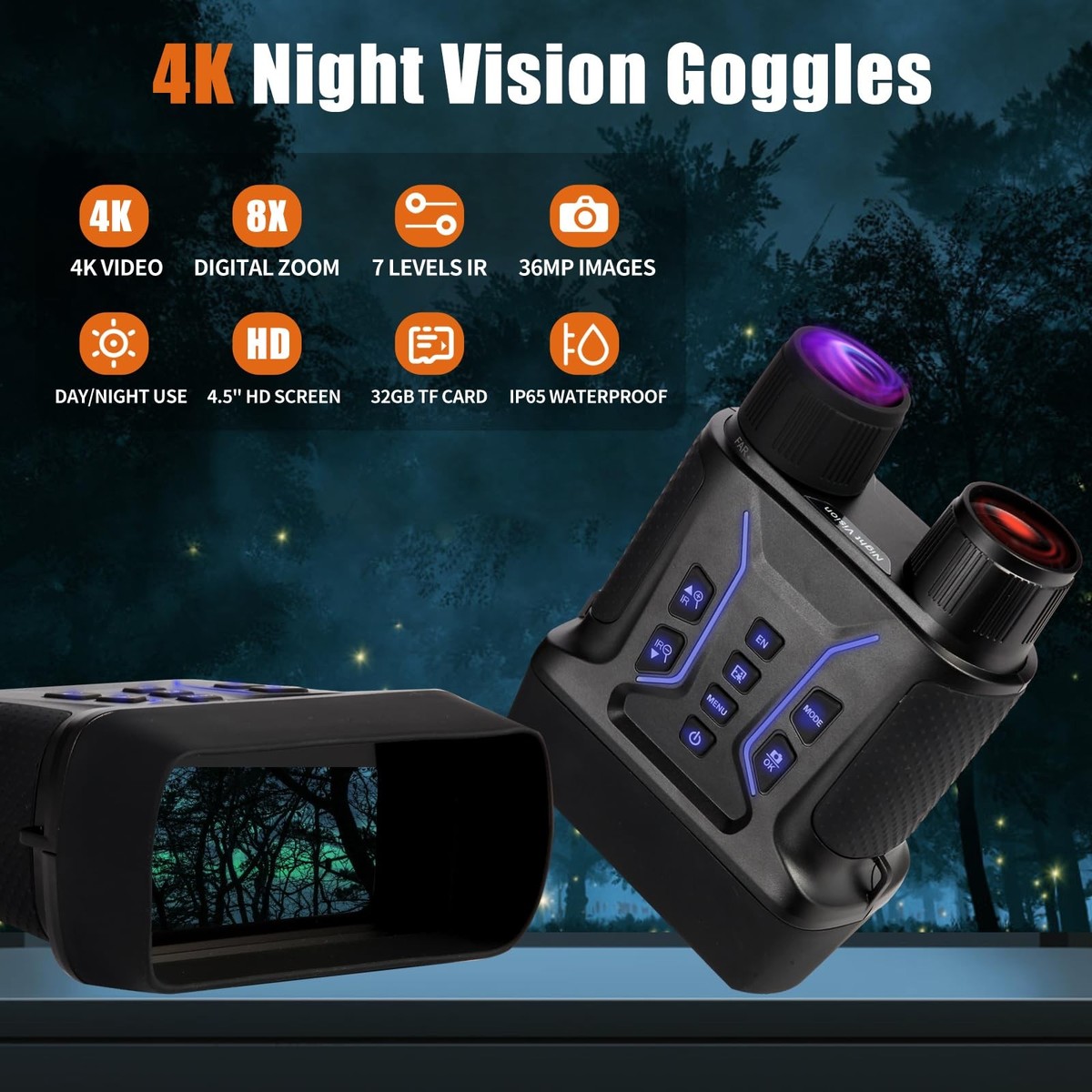 Night Vision Goggles For Adults 4K Night Vision Binoculars With 32GB ...