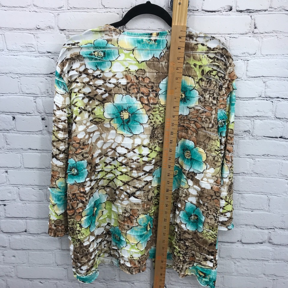 Alfred Dunner Top Womens 1X Green Floral Short Sleeve Basic Layered ...