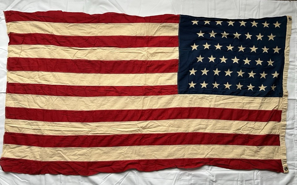 Original RARE U.S. Pre-WWI 46 Star Antique MultiPiece Cloth National ...