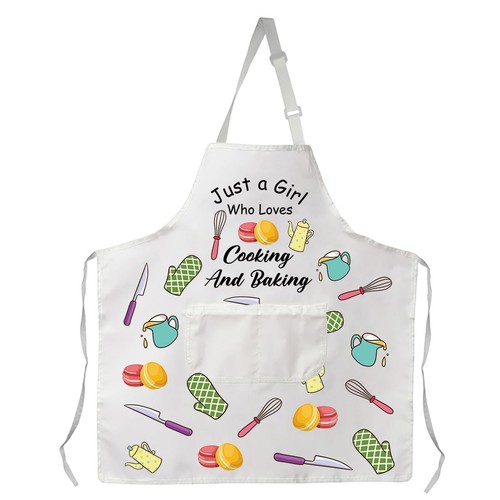 Girls Cooking Apron with Pockets Just a Girl Who Loves Cooking Baking ...