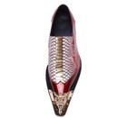 Men's Fashion Pointy Toe Metal Heads Serpentine Patent leather Dress ...