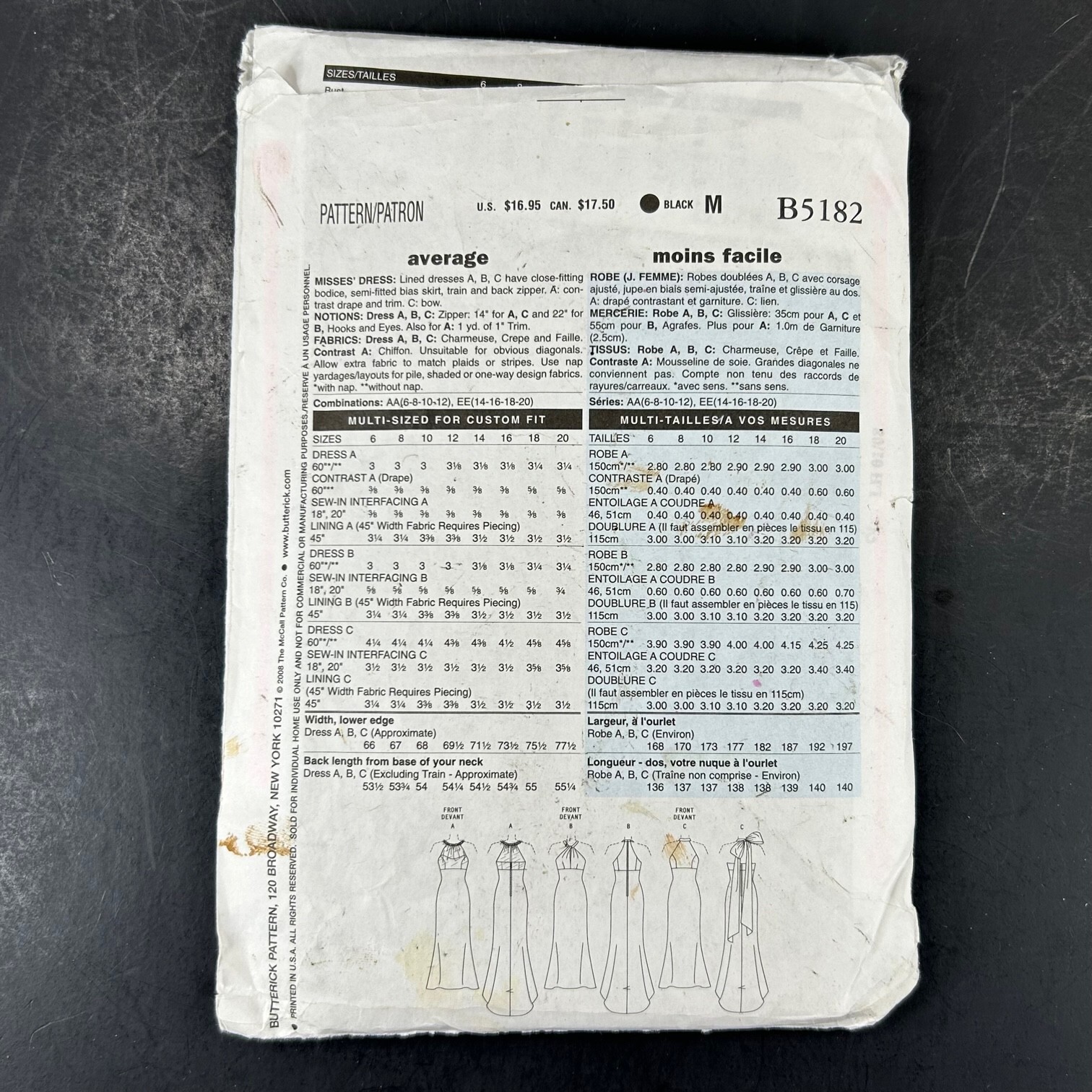 Butterick B5182 Misses Formal Dress c 2008 Uncut Size 14-20 | eBay