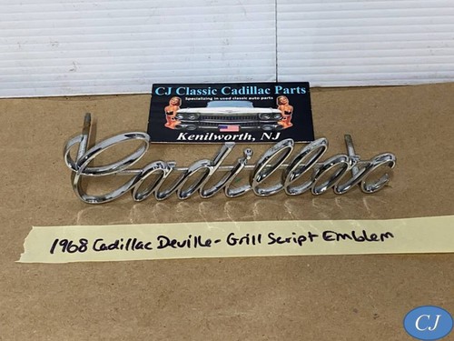 OEM 68 Cadillac Deville FRONT GRILL SCRIPT EMBLEM BADGE #1490224 *SHOW ...