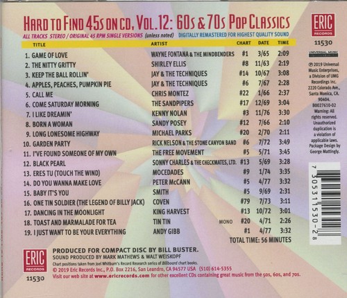 Various - Hard To Find 45s On CD - Vol.12 - 60 & 70s Pop Classics (CD ...