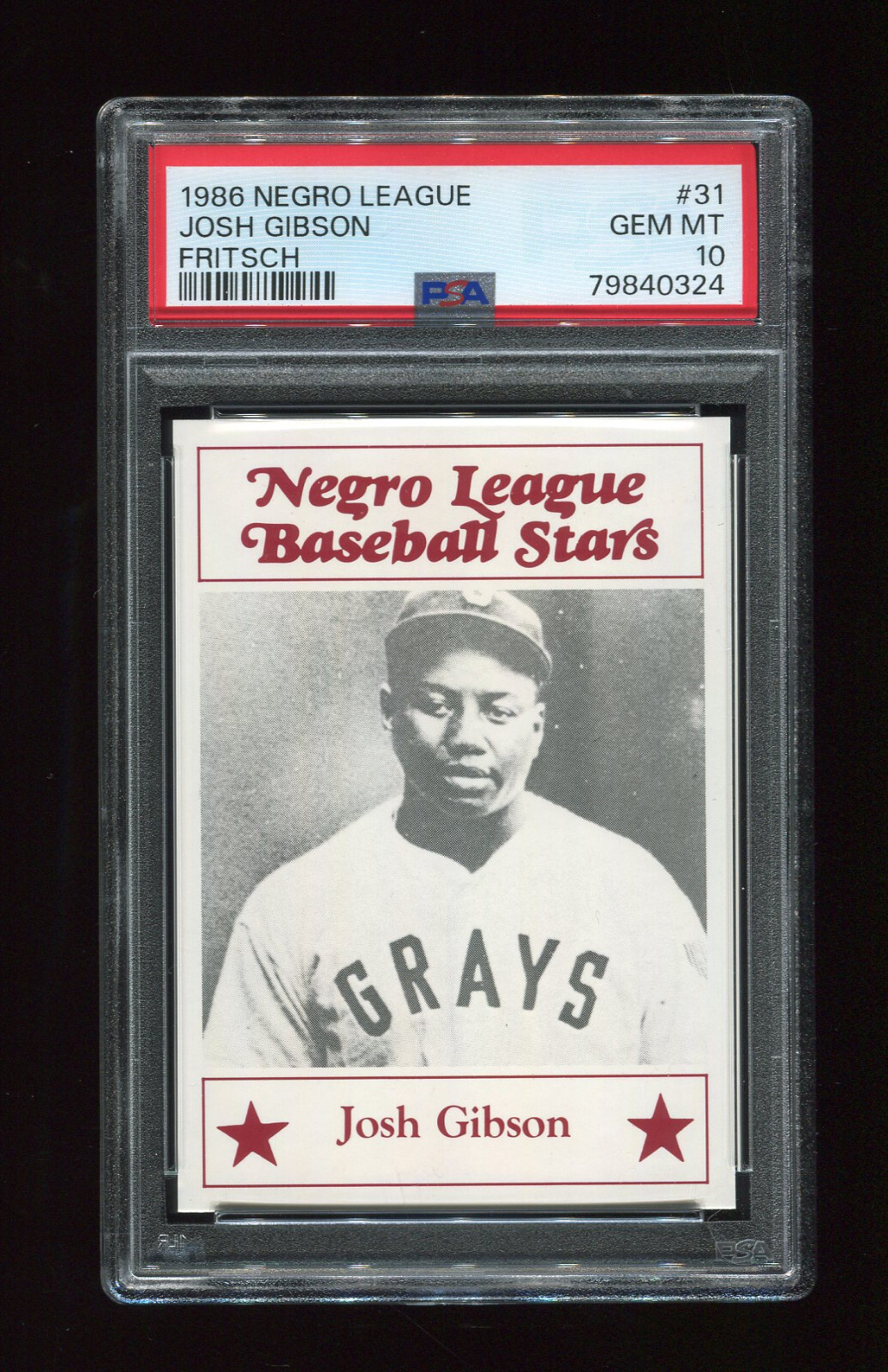 1986 Fritsch Negro League Baseball Stars - #31 Josh Gibson for sale ...