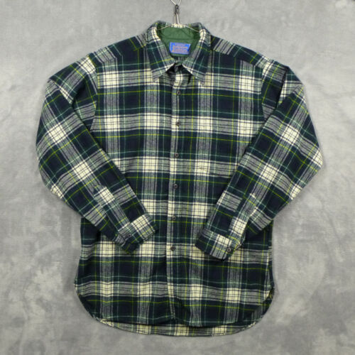 Vtg Pendleton Flannel Shirt Mens Large Green Plaid Wool Country ...