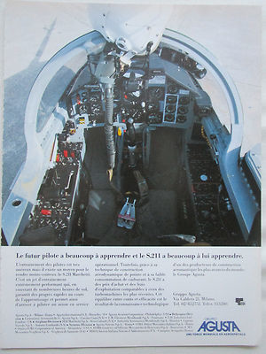 10/1985 PUB AGUSTA SIAI MARCHETTI S211 COMBAT TRAINER HELMET COCKPIT ...