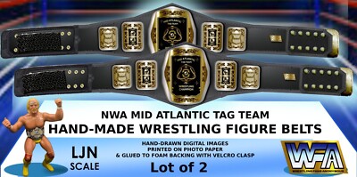 NWA MID ATLANTIC Hand Made Ljn Scale Tag Team Championship Themed Belts ...