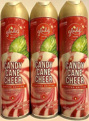 3 X Glade Air Freshener Spray Candy Cane Cheer Holiday Collection 8 oz ...
