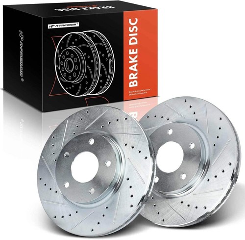 A-Premium 11.42 inch (290mm) Front Drilled and Slotted Disc Brake Rotors Compati | eBay
