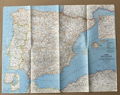 Map National Geographic Spain and Portugal 1965 | eBay