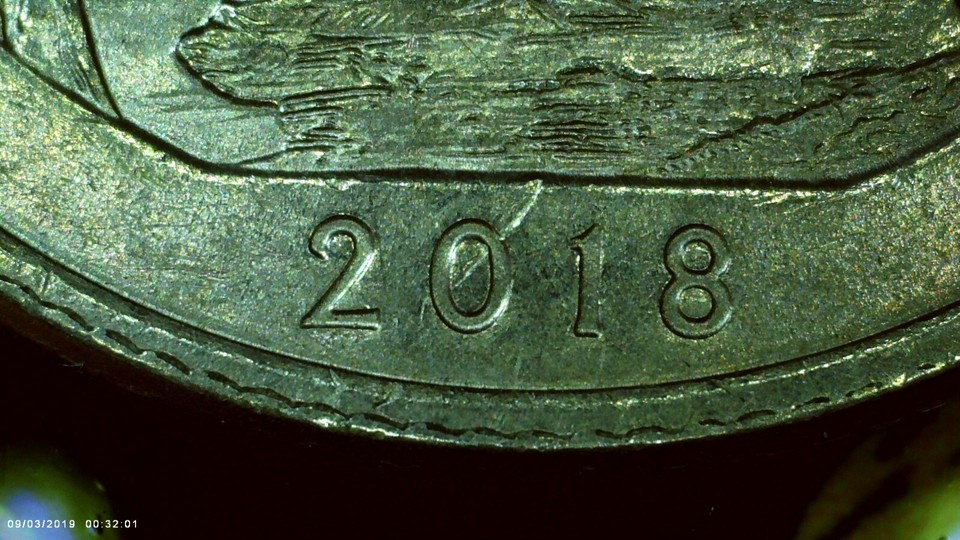 2018 P Pictured Rocks Washington quarter with a die gouge error in date ...