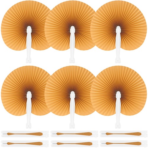 12 Pcs Round Paper Folding Fans Decorative Wedding Foldable Handheld ...