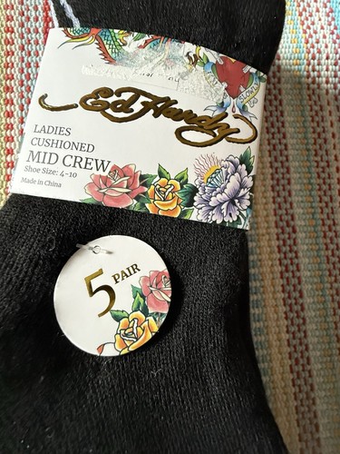 Ed Hardy Ladies Cushioned Mid Crew 5 Socks NWT | eBay