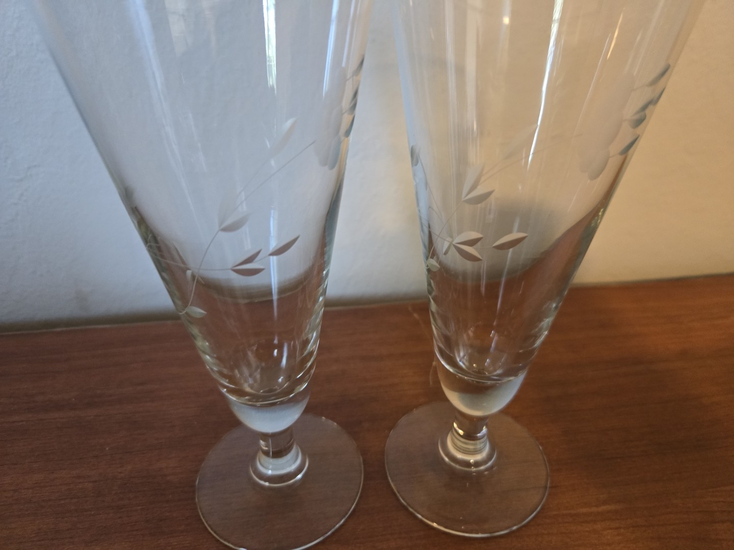 Set of 2 Princess House Crystal Heritage Pilsner Glasses #442 Etched ...