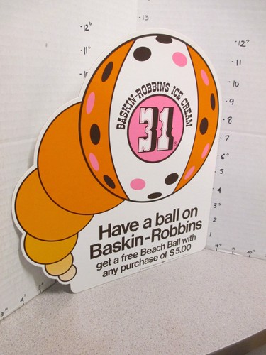 Baskin Robbins ice cream 1980s store display sign beach ball premium ...