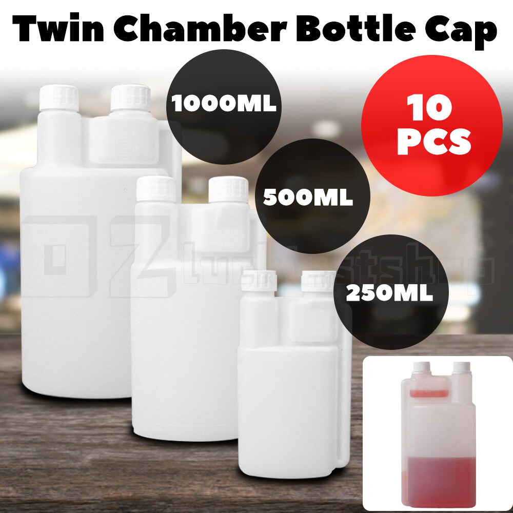 3Sizes Plastic Twin Chamber Bottle &Tamper Evident Cap Chemical Liquid ...
