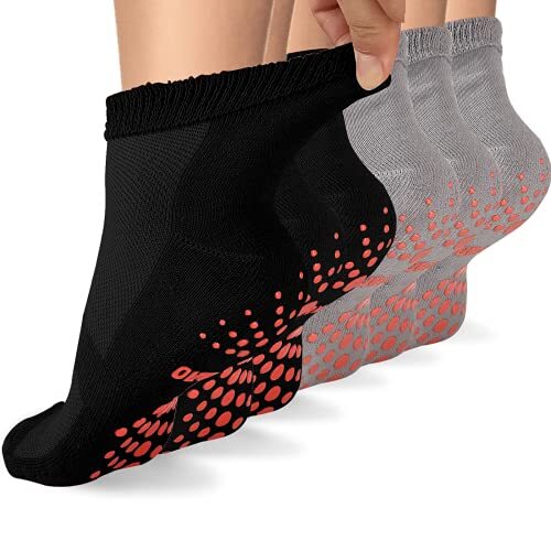 Aaronano 6 Pairs Diabetic Socks Non Slip Hospital Gripper Socks Women ...
