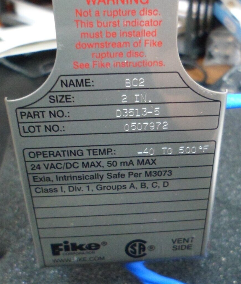 Fike Corporation PN D3513-5 2” Rupture Disc Name BC2 Size 2” | eBay