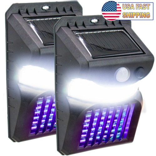 Solar Mosquito Zapper with LED Sensor Light UV Insect Deterrent Pest ...