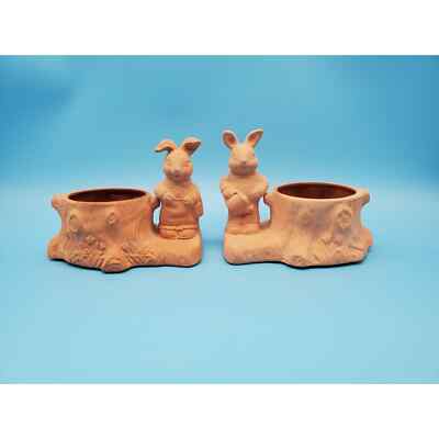 PartyLite Bookend Bunny Rabbit Terracotta Candleholders Set Of 2 | eBay