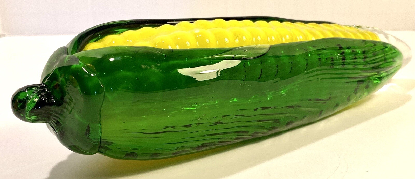 Vtg Blown Glass Corn on the Cob 6" Long Captures Light Art Glass Pretty ...