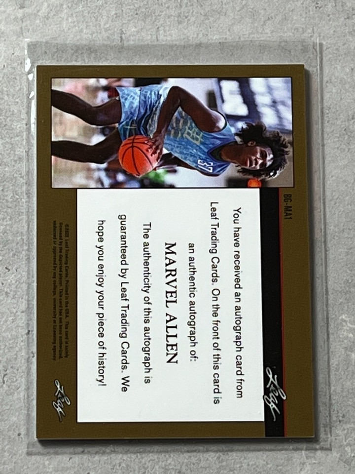 2021-22 Leaf Memories Marvel Allen SP Platinum /99 Rookie RC Auto #BG ...