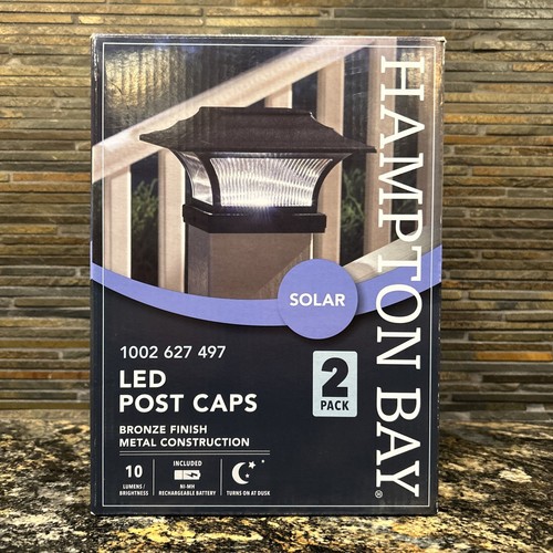 HAMPTON BAY SOLAR LED Post Caps 2 Pack 3000K Warm White Home Landscape ...