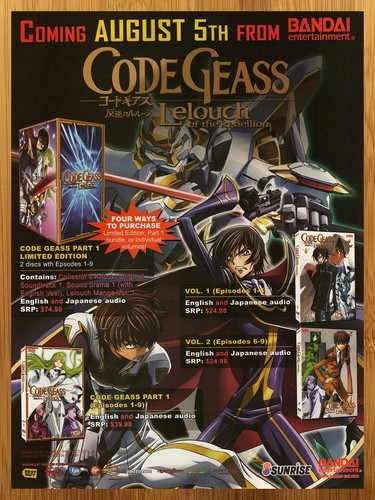 2008 Code Geass Vintage Print Ad/Poster Authentic Manga Anime DVD Promo ...
