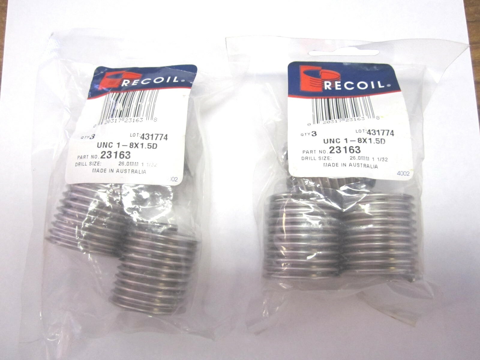 Recoil 23163 Free Running SS Tanged Helical Thread Inserts 1-8 UNC Lot ...
