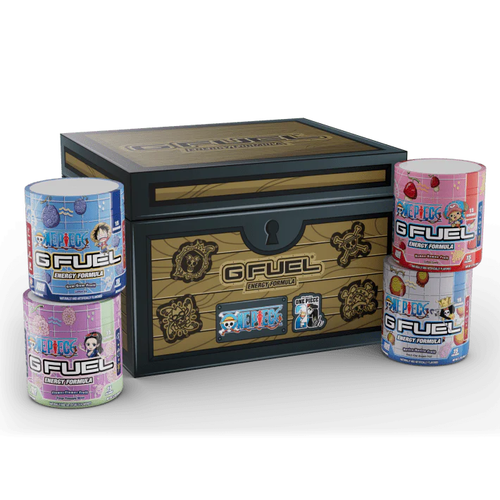 G Fuel One Piece Treasure Chest Collector's Box 4 Mini Energy Tubs ...
