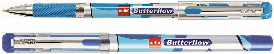 Cello Butter Flow Ball Point Pens Blue Black Flow Refills 0.7 MM SMOOTH ...