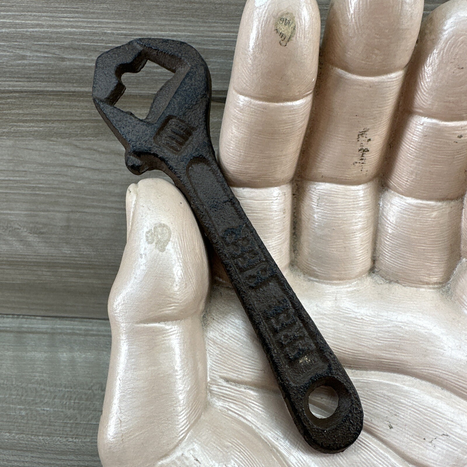 Free Beer Tomorrow Bottle Cap Opener Cast Iron Crescent Wrench Style 6. ...