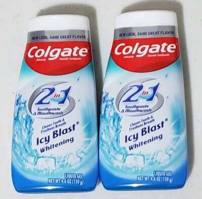 SET OF 2 COLGATE 2 IN 1 TOOTHPASTE & MOUTHWASH ICY BLAST GEL 4.6oz | eBay