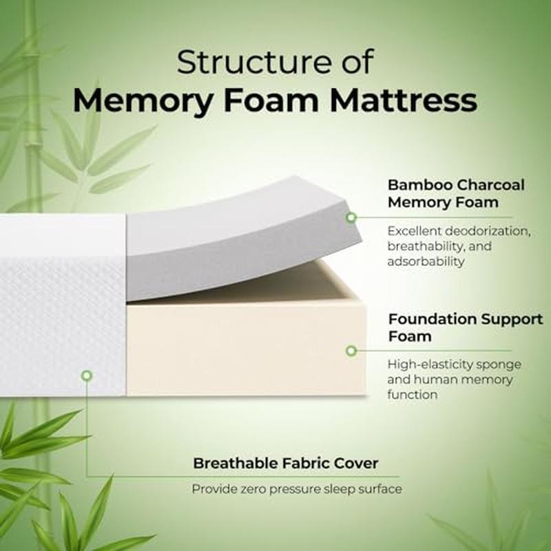 6" Twin Size Gel Memory Foam Mattress in a Box Fiberglass Free Mattress ...