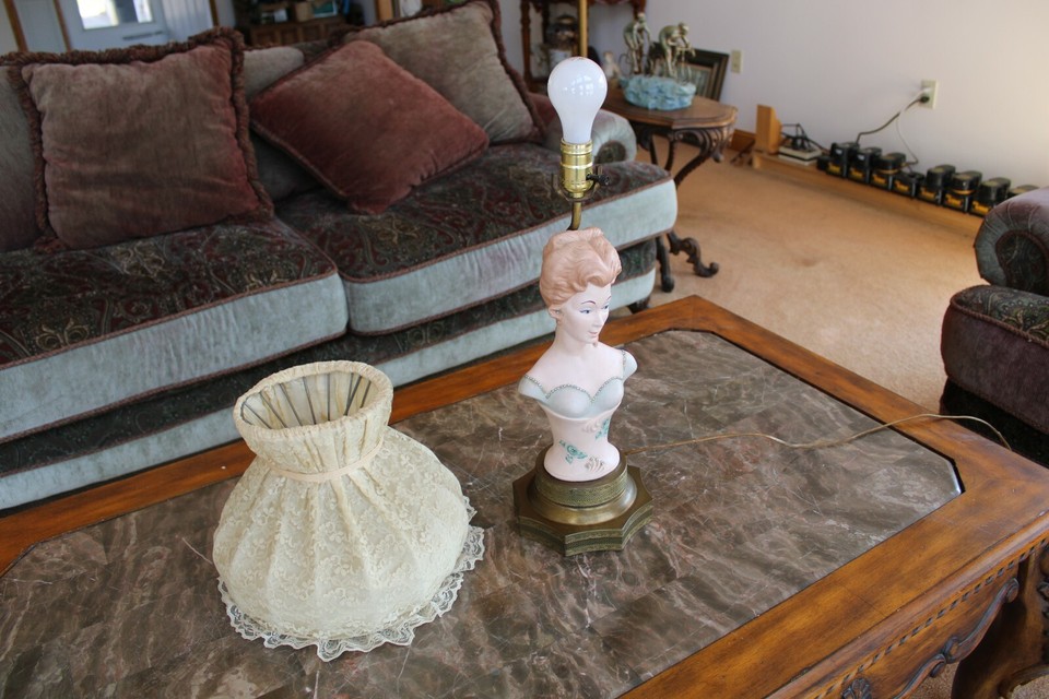 Victorian Vintage Lady Bust Table Lamp With Shade Elegant Rhinestone ...