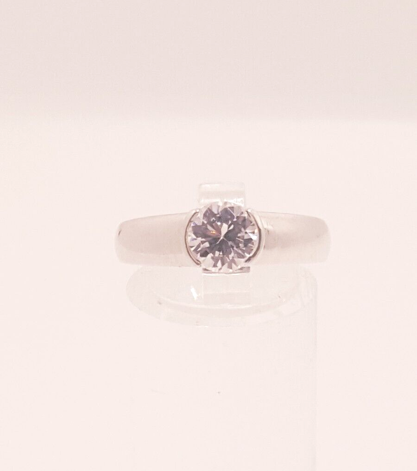 Gorgeous Sparkling White Stone Band Ring 925 Solid Silver Size P~P1/2 ...