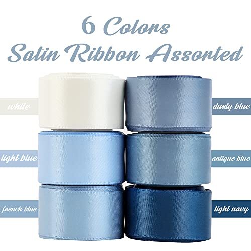 Dusty Blue Ribbon Set Double-Faced Satin Ribbon 1 inch Dusty Blue ...