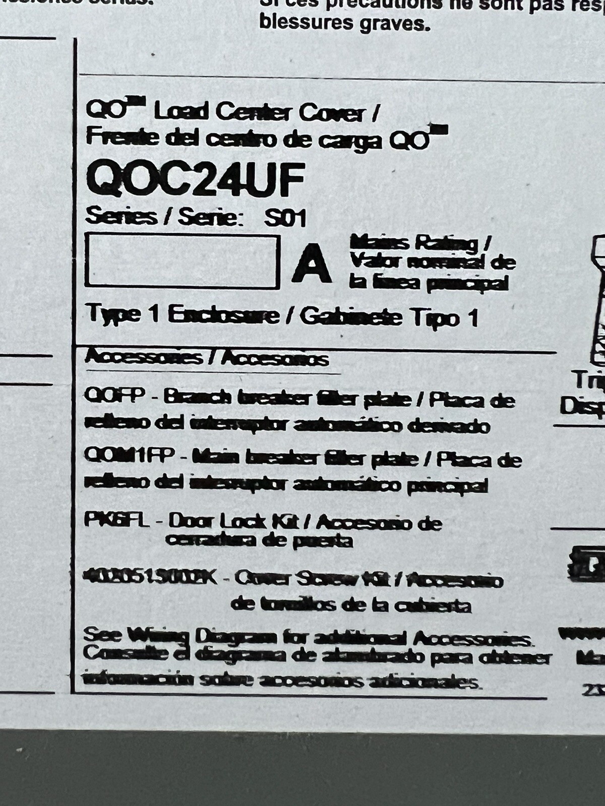 SQUARE D QOC24UF Load Center Cover Flush Gray | eBay