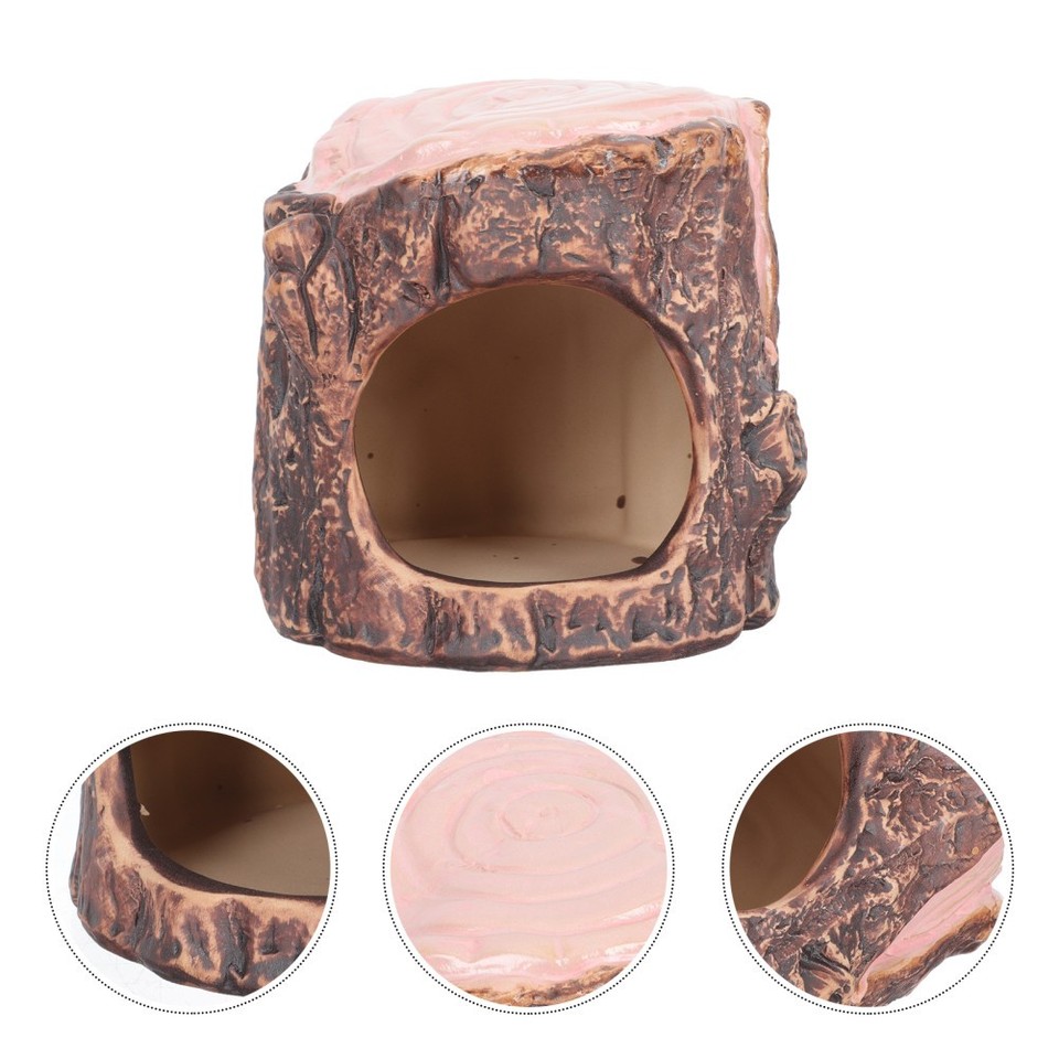Pet Hideout Hut Ceramic Hamster House Small Pet Bed Forest Style ...