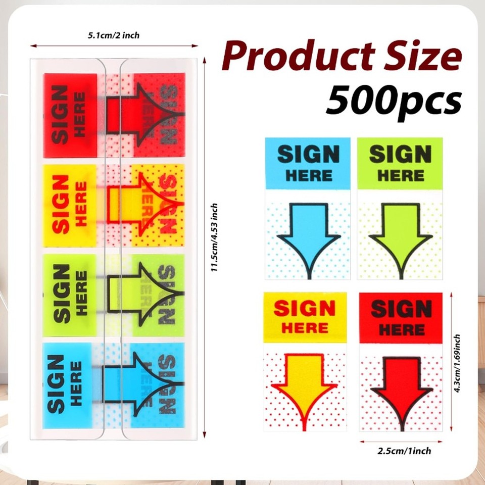 500pcs Sign Here Stickers,Labels Stickers Adhesive Sign Here Tabs Sign ...
