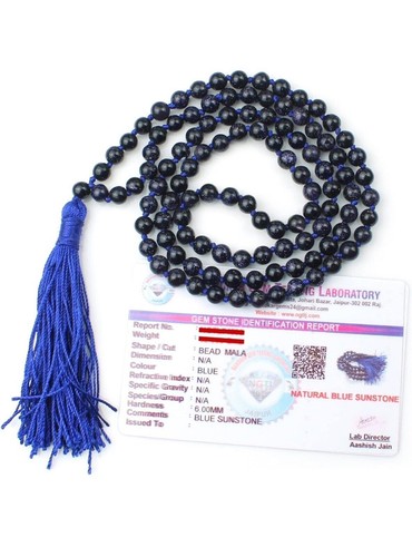 Cristal naturel Blue Goldstone mala Pierre de cristal naturel 6 mm 108 ...