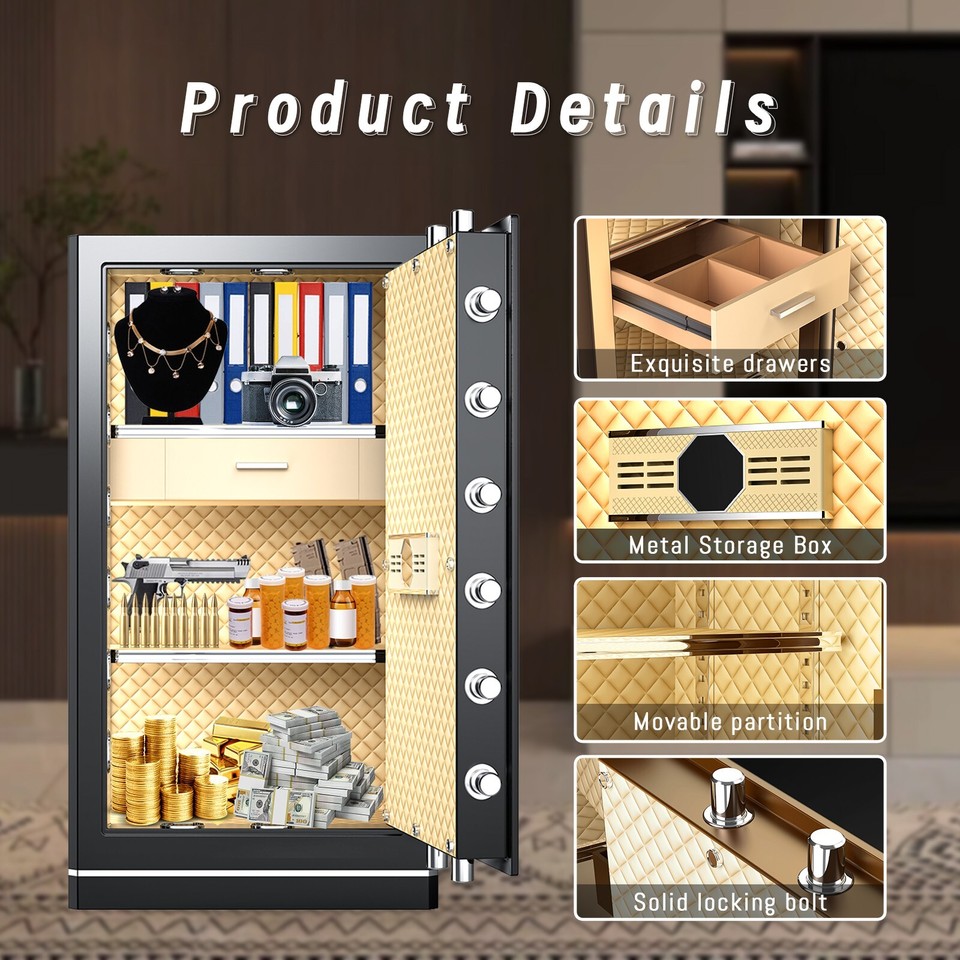 Large Safe Box,Built-in Drawer Home and Office Security Safe For ...